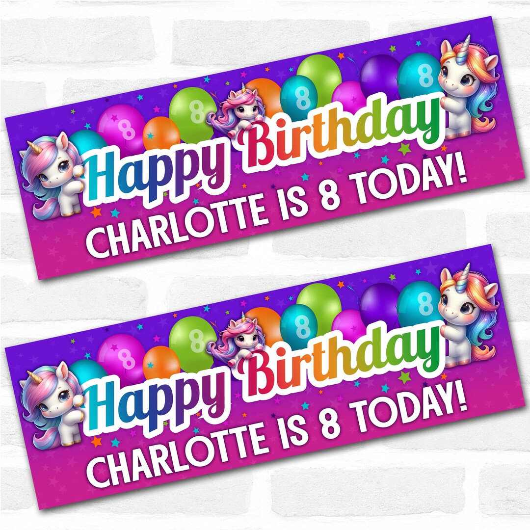 Personalised Party Banner for Kids Birthday Unicorns | Party Decoration ...