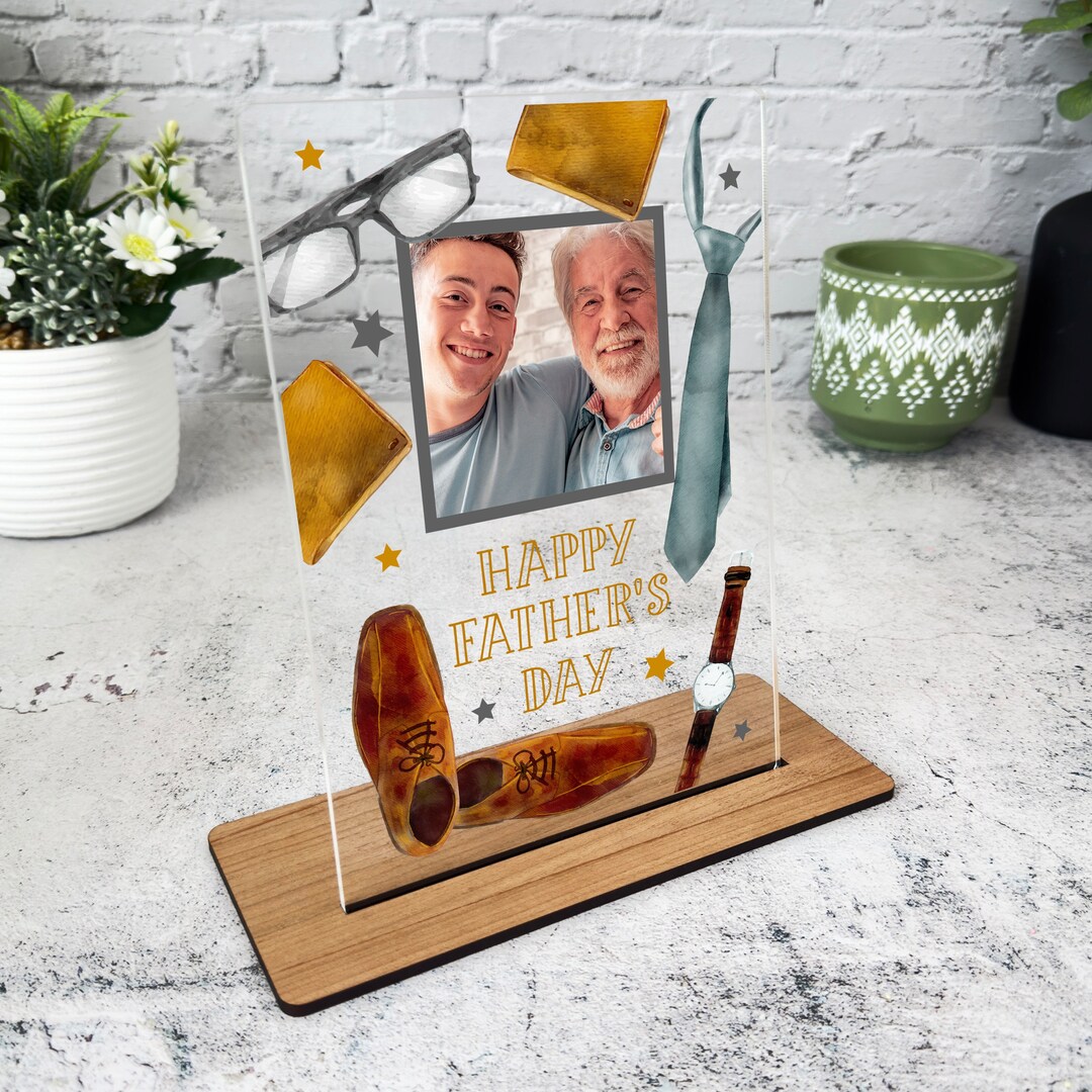 Happy Father's Day Gift Photo Gold Smart Suit Personalised Acrylic ...
