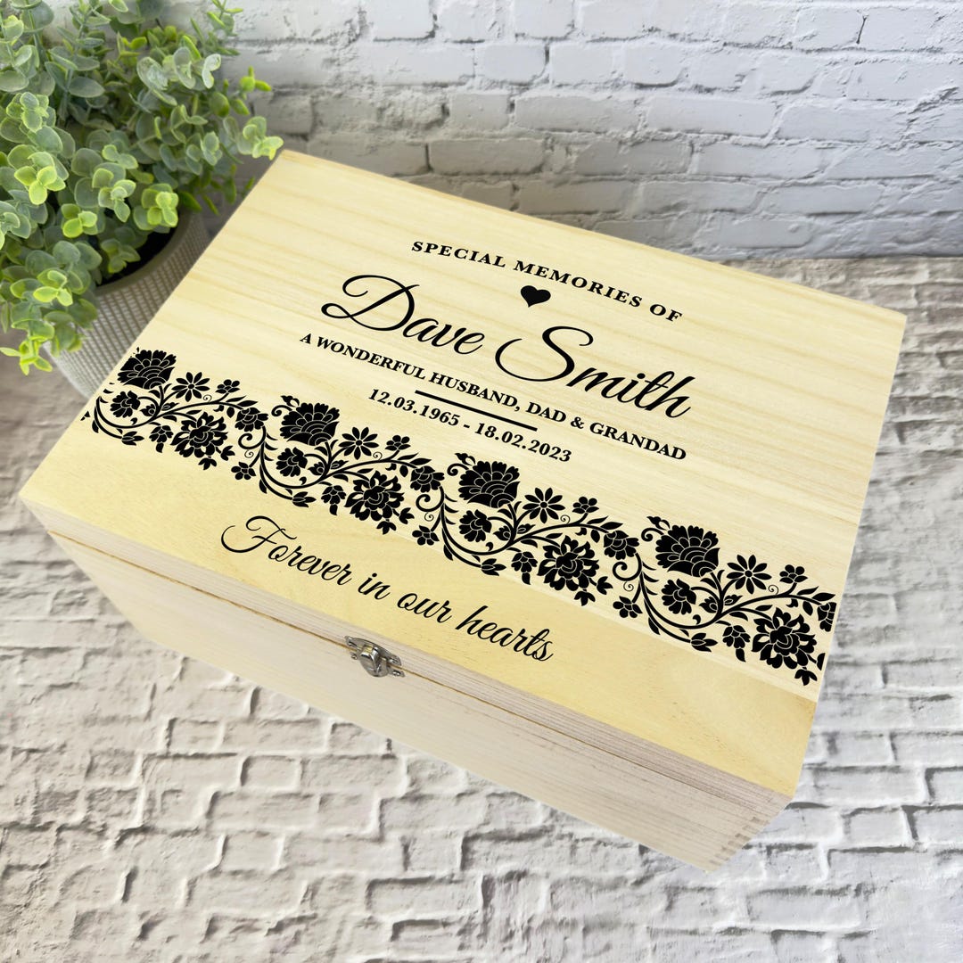 Black Pattern Special Memories of Memorial Personalised Wooden Keepsake ...