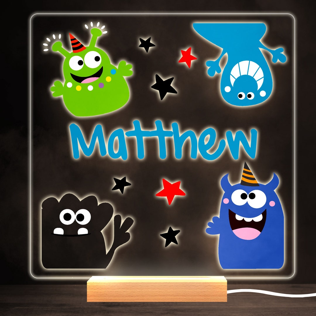 Monsters Bright Colourful Square Personalised Gift LED Lamp Night Light ...