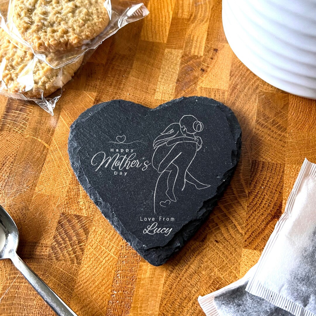 Heart Slate Mum & Daughter Line Art Happy Mother's Day Gift ...