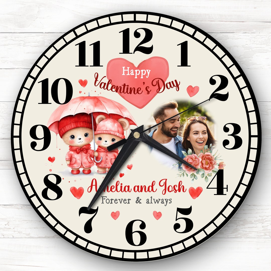 Valentine's Day Gift Couple Bear Photo Neutral Personalised Clock - Etsy