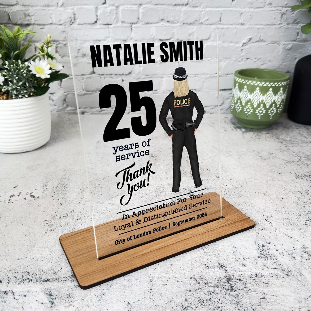 25 Years Service 25th Anniversary Blonde Hair Her Police Gift Employee ...
