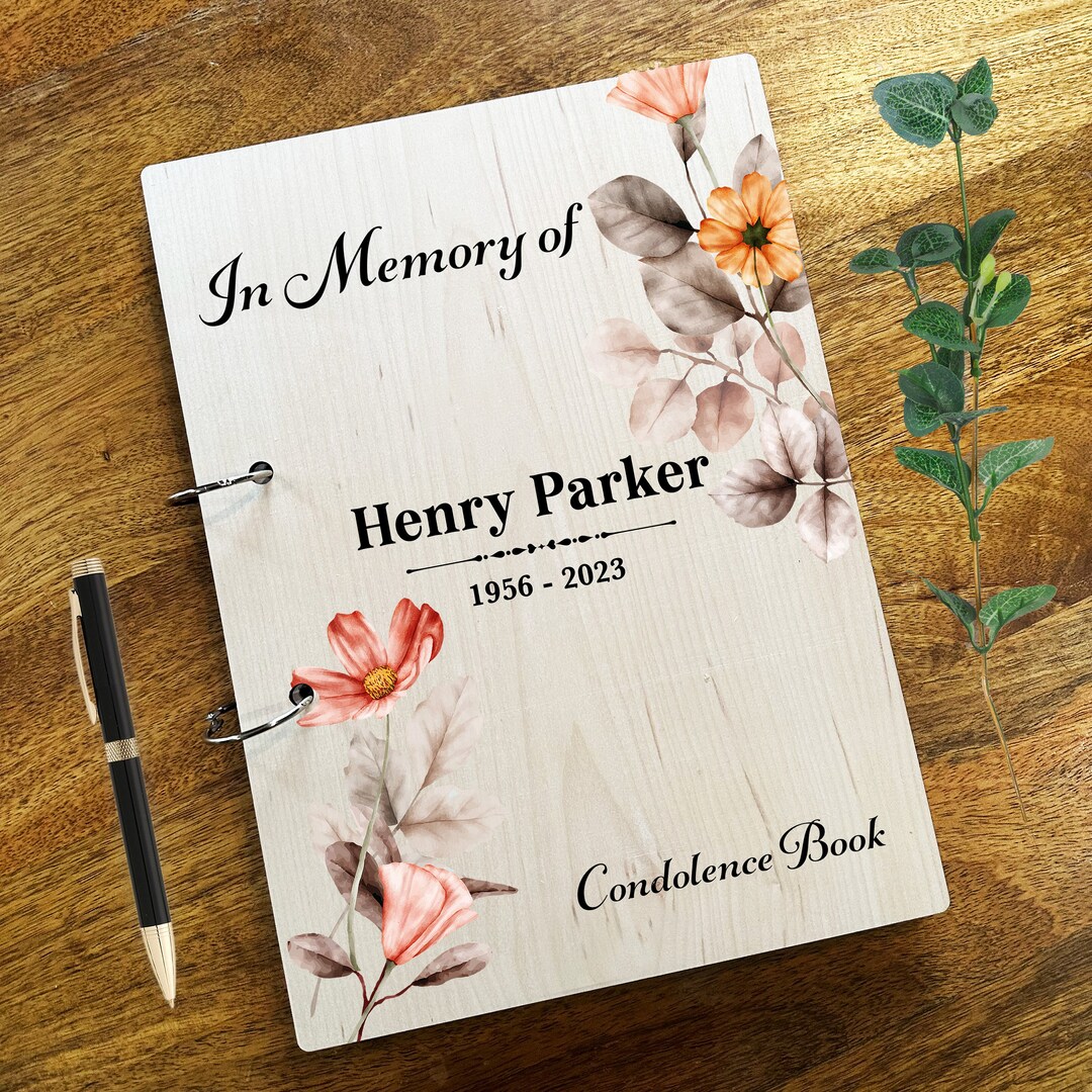 Wood Watercolour Floral Sympathy in Loving Memory Funeral Condolence ...