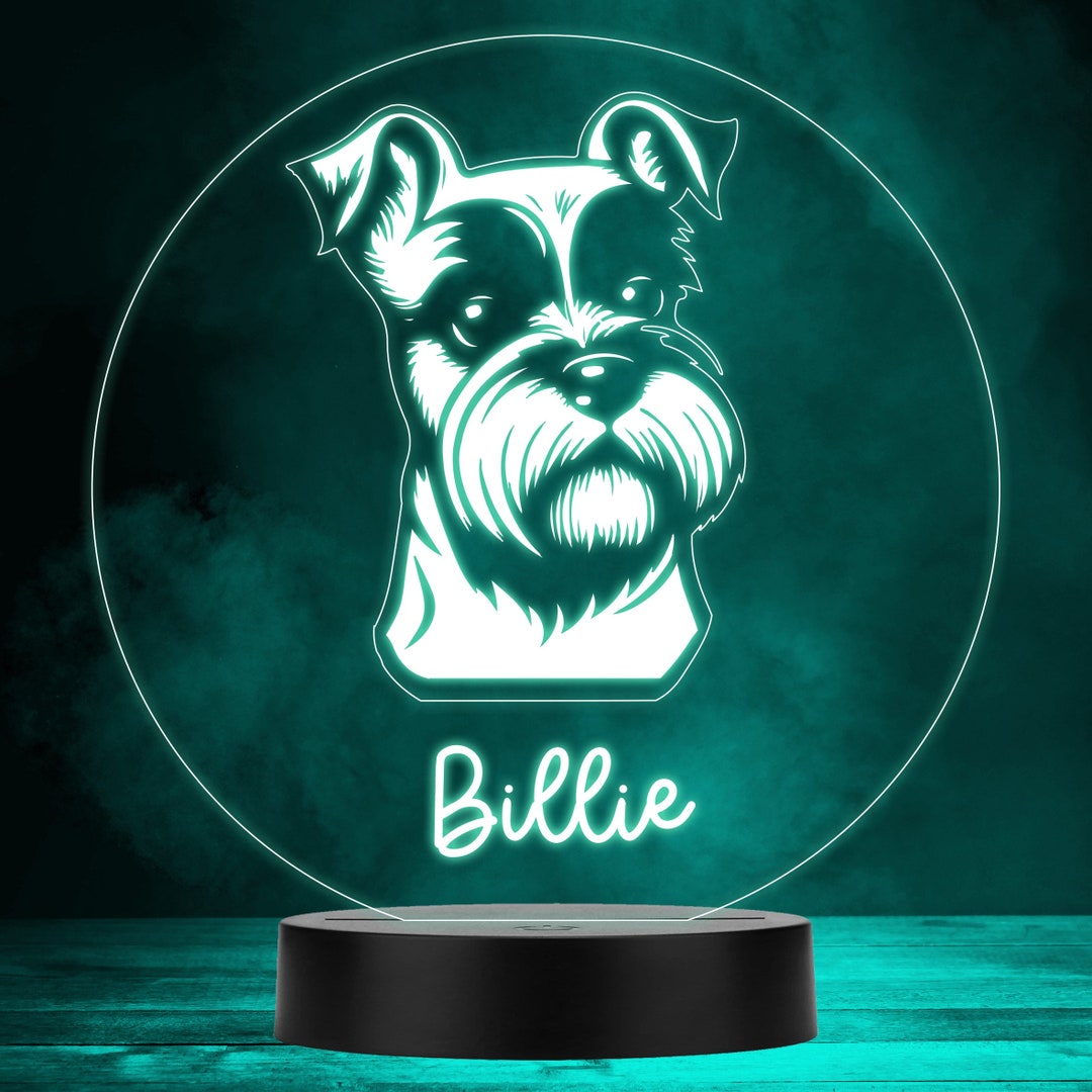 Miniature Schnauzer Dog Pet Multicolour Personalised Gift LED Lamp ...