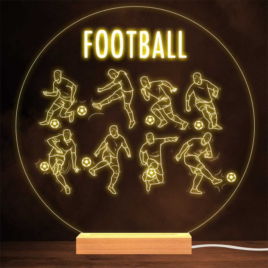 Football Players Playing Ball Personalised Gift Lamp Night Light - Etsy