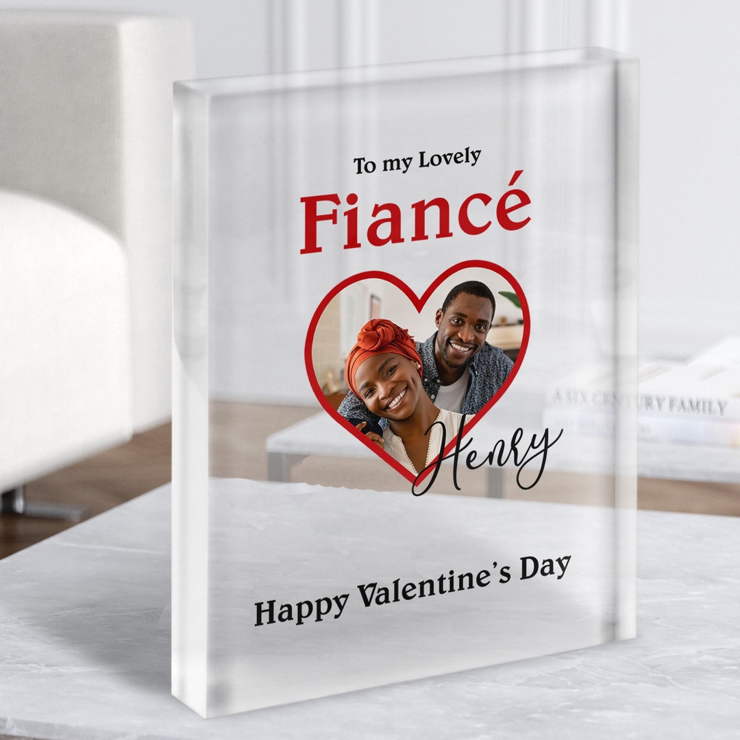 Valentine's Gift for Fiance Heart Photo Frame Personalised Clear ...