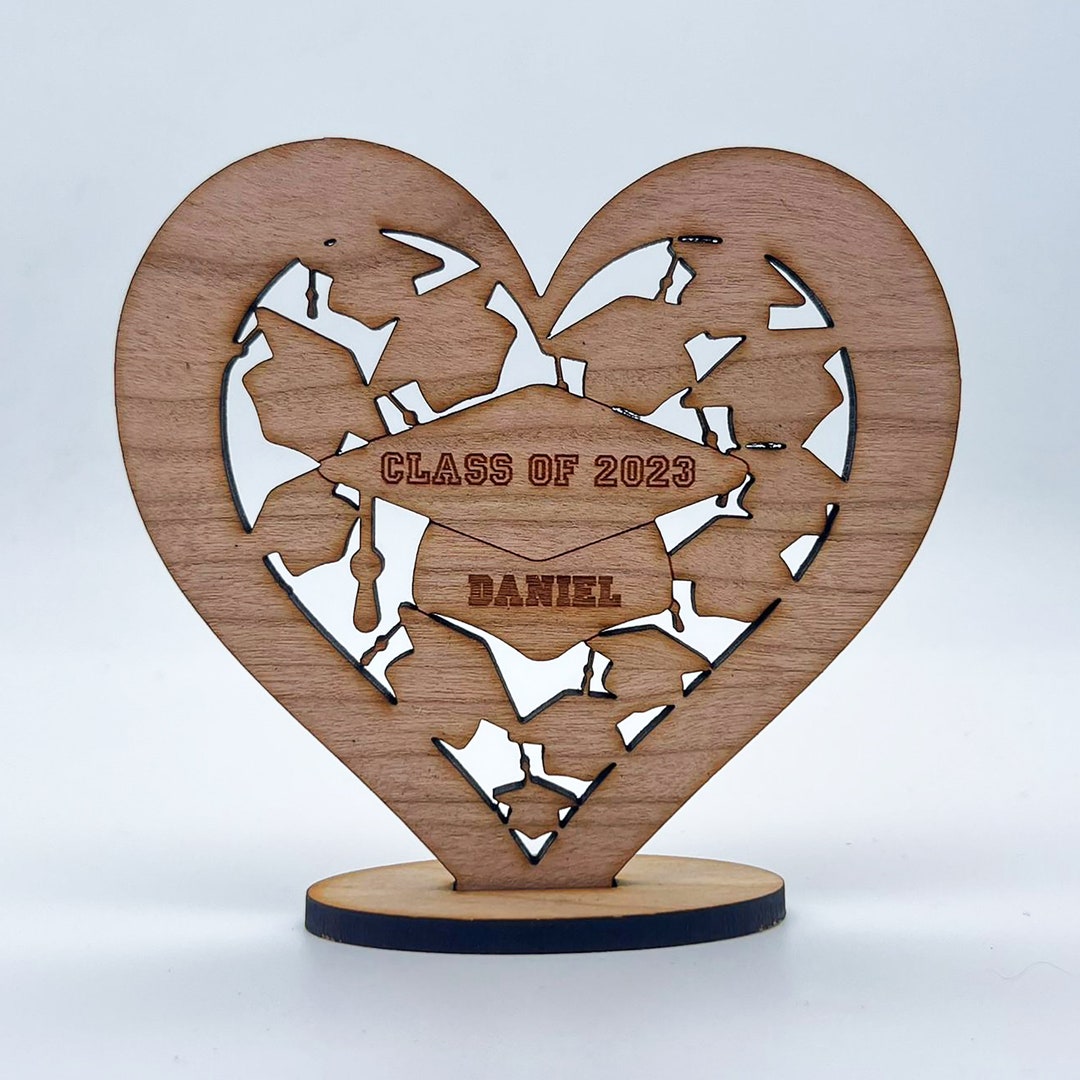 Heart Graduation Caps Congratulations Engraved Keepsake Personalised ...