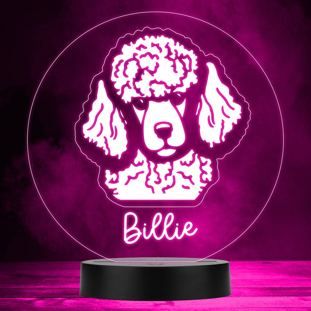 Poodle Dog Pet Silhouette Colour Changing Personalised Gift LED Lamp ...