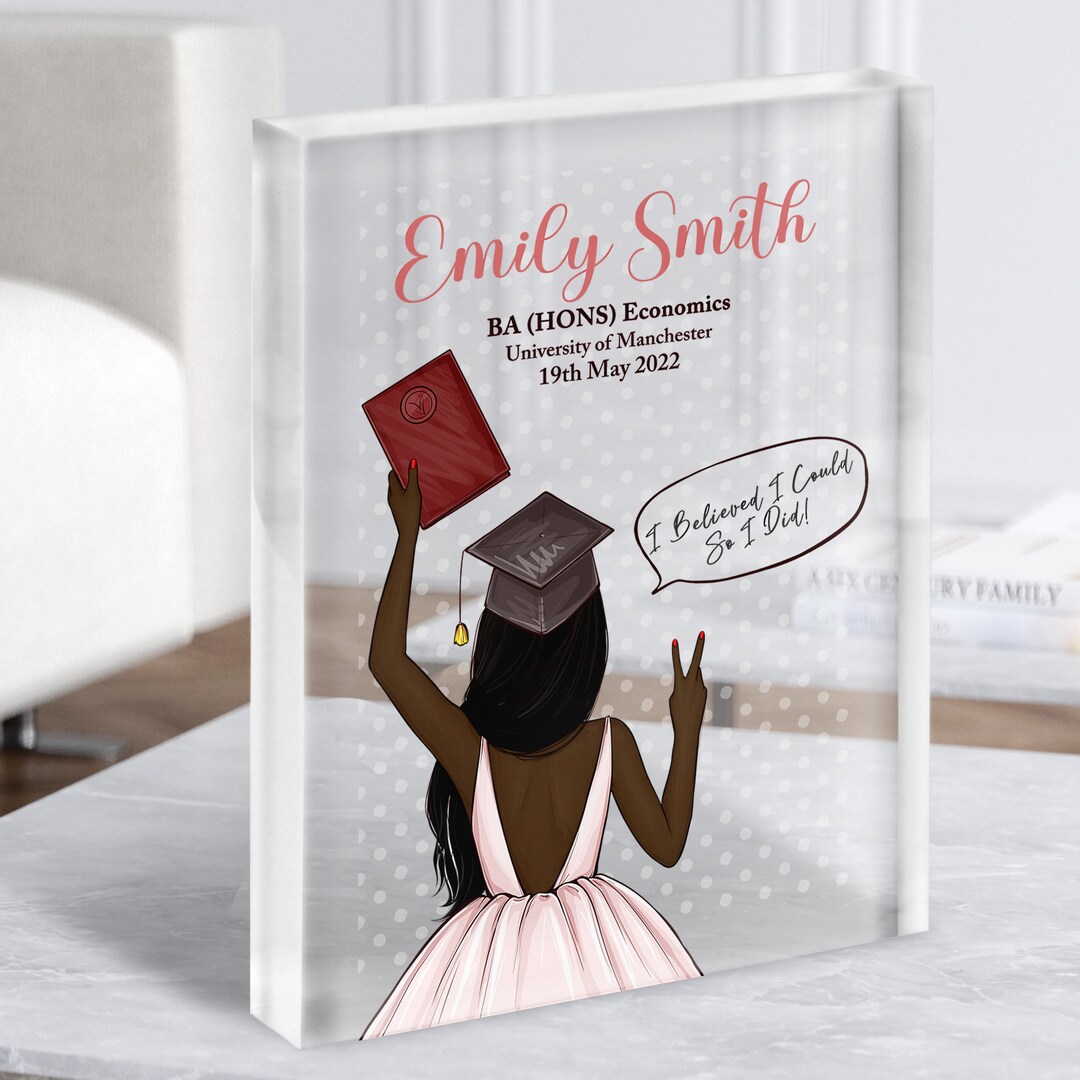 Pink Background Dark Skin Graduate Girl Graduation Congratulations ...