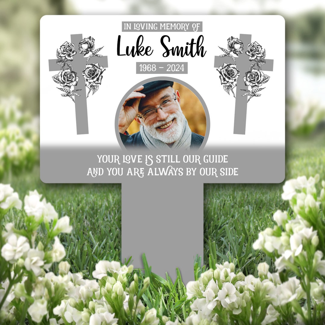 Loving Memory Grey Photo Remembrance Garden Plaque Grave Marker ...
