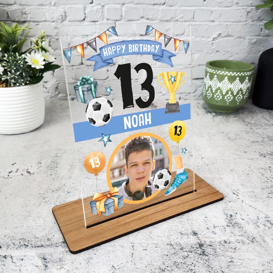 13th Birthday Gift for Teen Football Sport Male Photo Personalised Gift ...