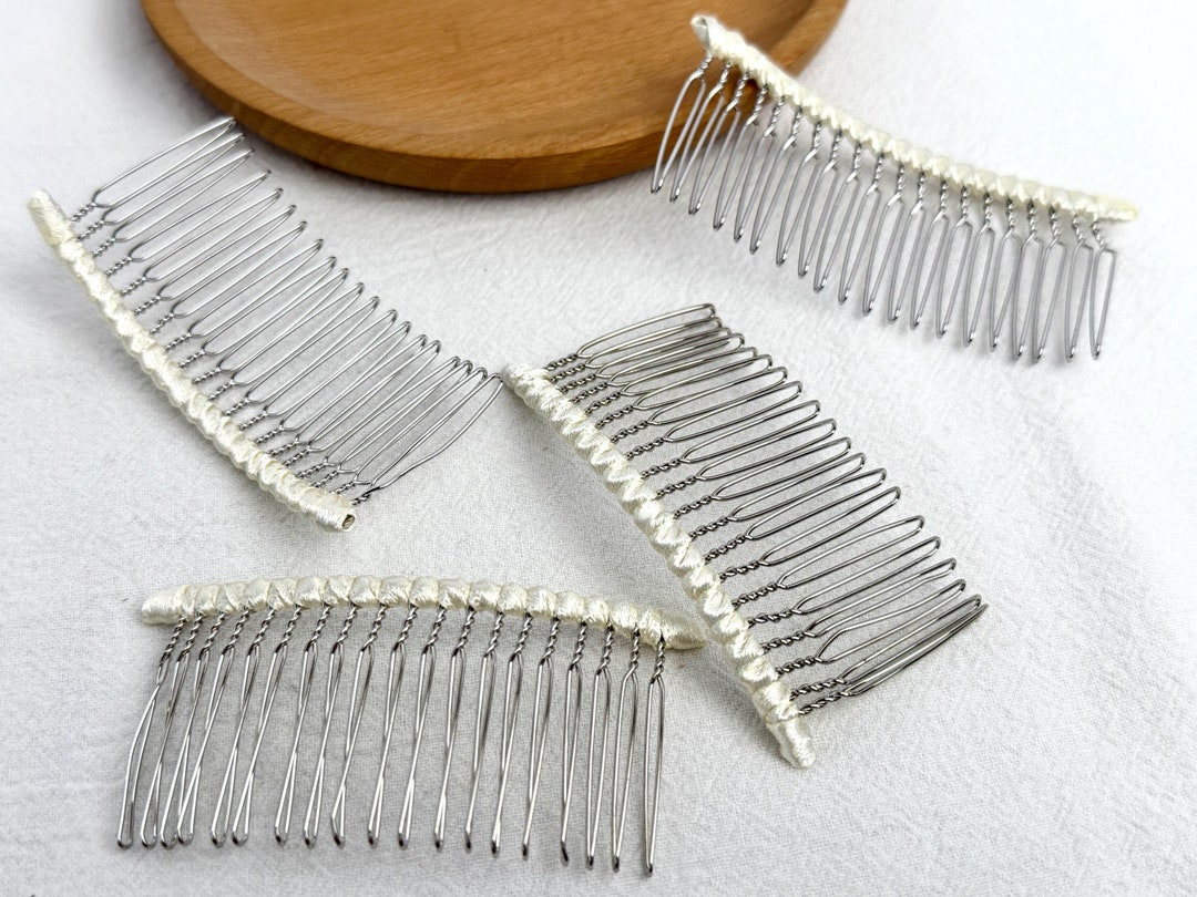 Champagne Satin Hair Comb,20 Teeth Blank Hair Combs,wedding Hair Combs ...