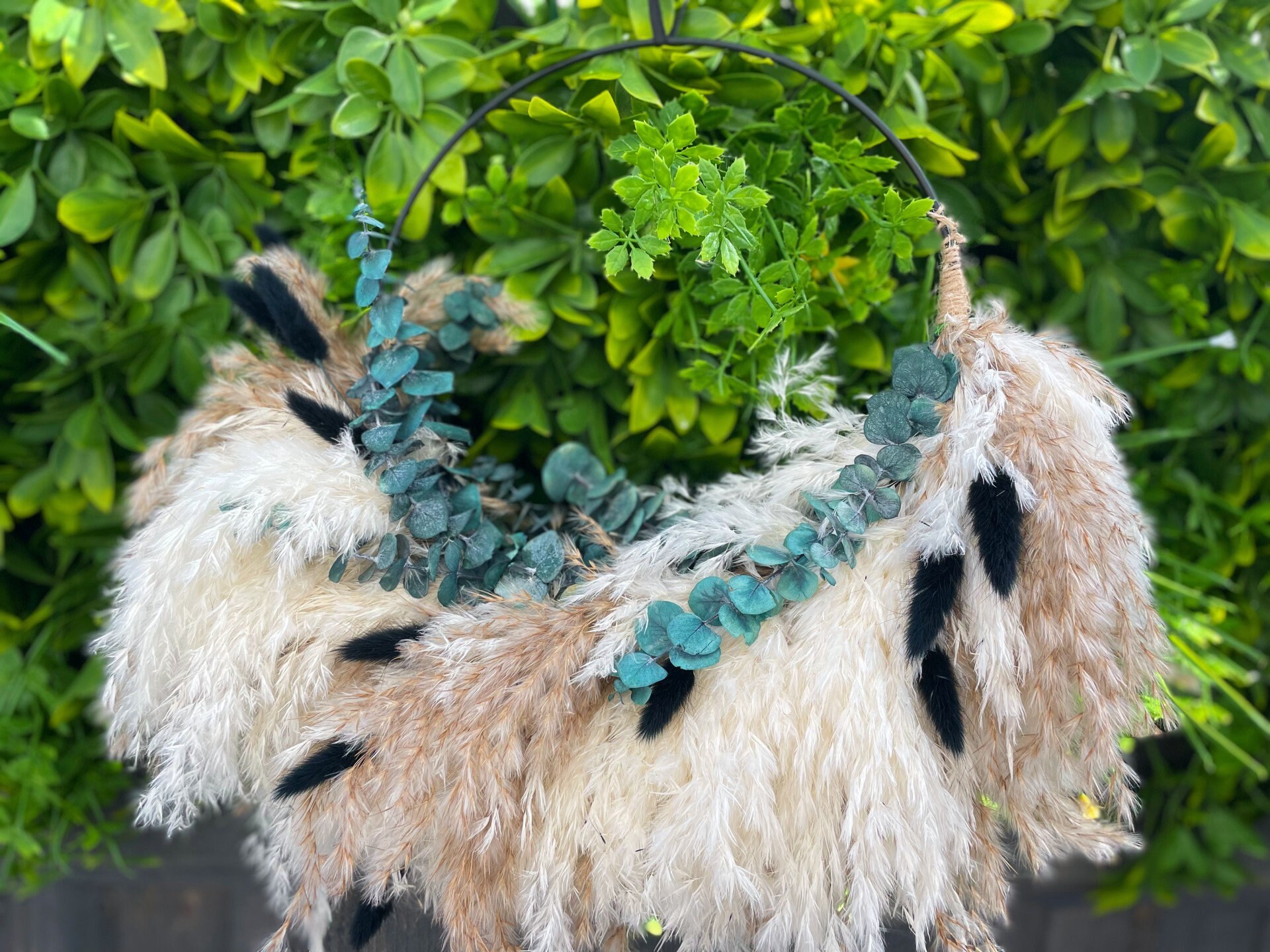 Pampas Grass Wreath - Pampas Wall Decor With White Pampas Grass, Bunny ...