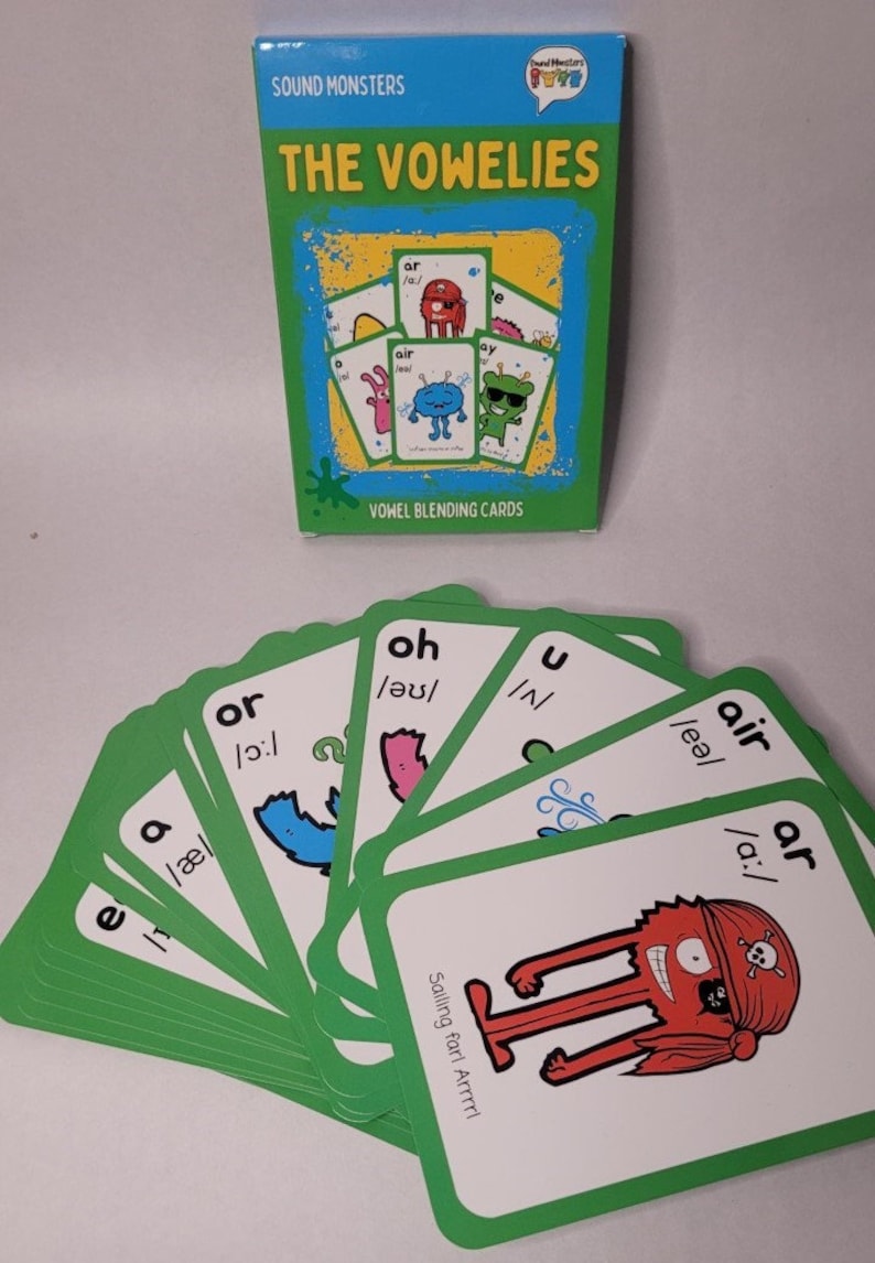 Sound Monsters- Vowelie Deck- Vowel Blending Cards for Phonics Blending ...