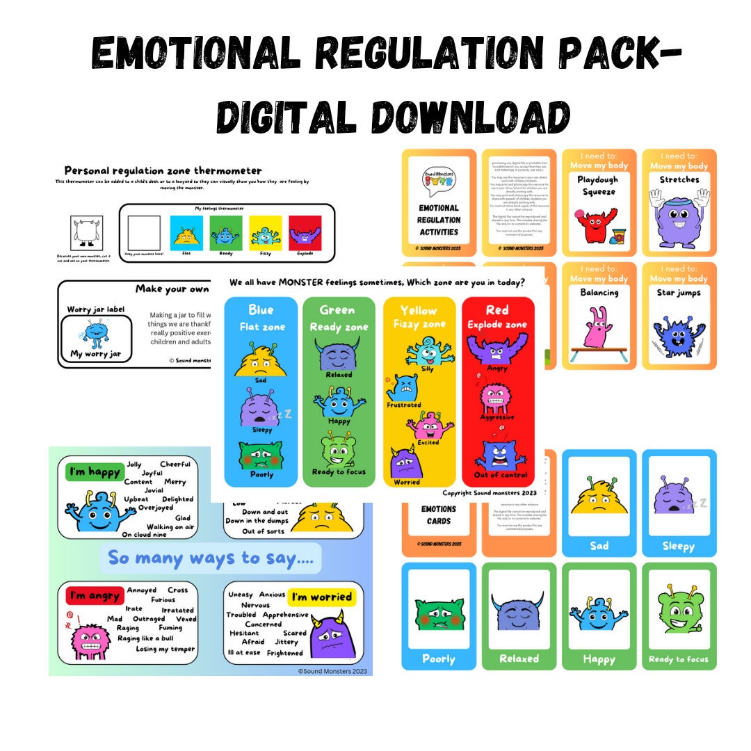 Sound Monsters- Emotional Regulation Pack- Instant DIGITAL DOWNLOAD - Etsy