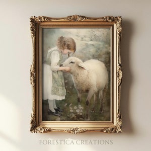 Little Shepherdess | Cottagecore Wall Art, Moody Farmhouse Art, Vintage ...