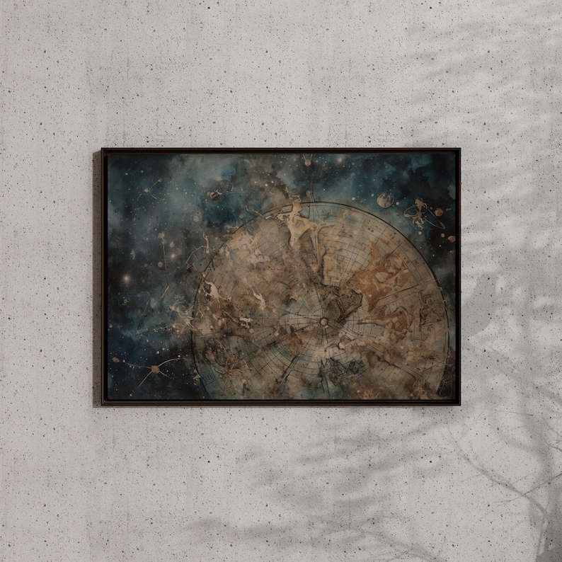 Star Map | Vintage Celestial Wall Art, Dark Academia Decor, Antique ...
