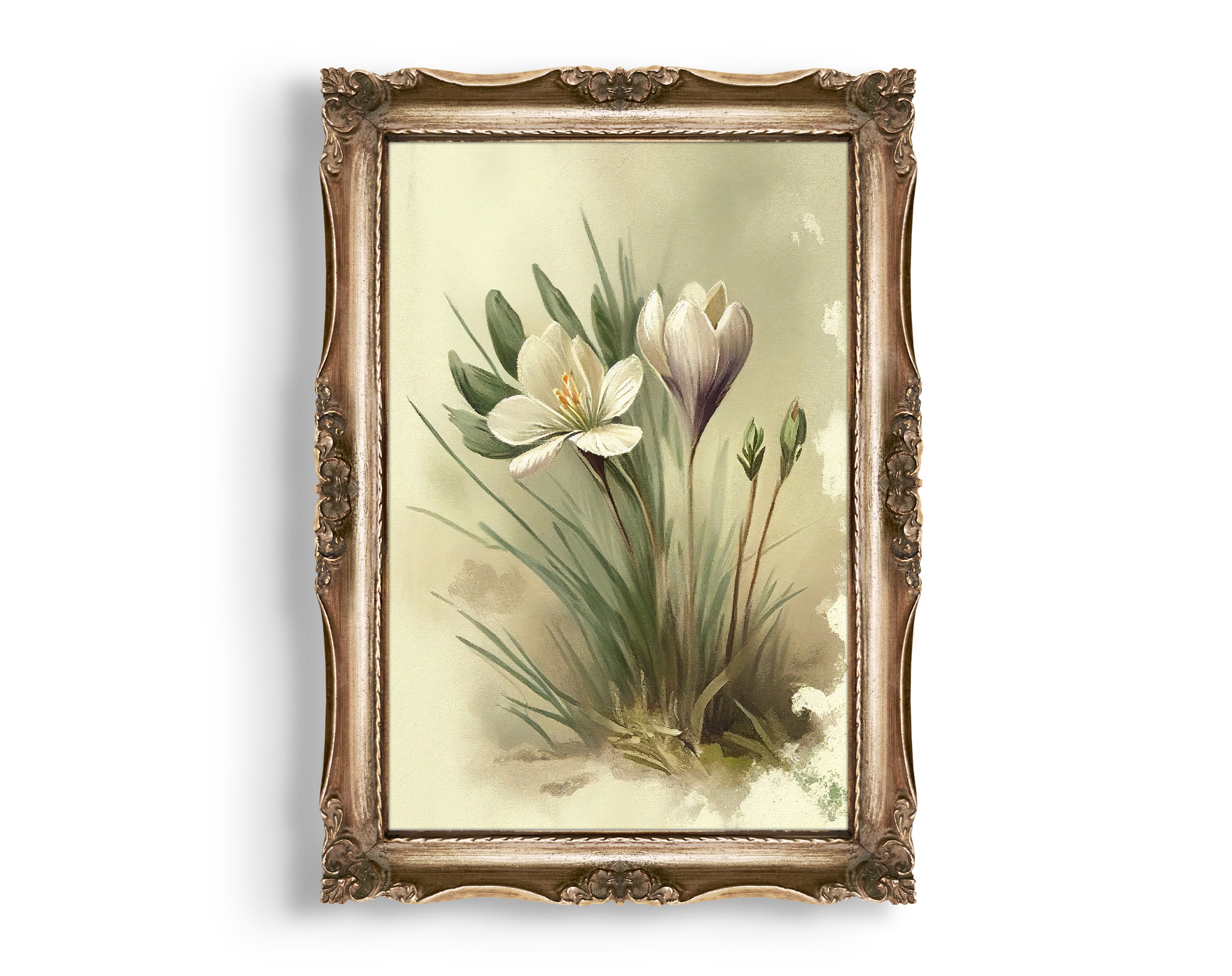 Crocus Vintage Cottagecore Aesthetic Oil Painting Print - Etsy