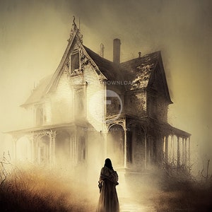 Haunted House | Creepy Goth Wall Art, Spooky Halloween Decor, Eerie ...