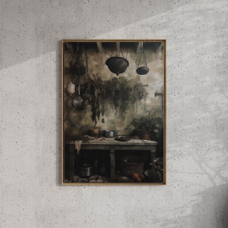 Set of 3 Kitchen Witch Prints | Dark Cottagecore Decor, Moody Wall Art ...