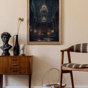Dark Library Interior | Dark Academia Decor, Goth Wall Art, Gothic Home ...