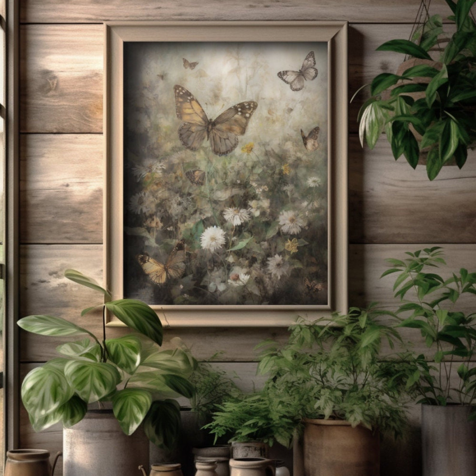 Vintage Butterflies Cottagecore Wall Art, Moody Floral Printable ...