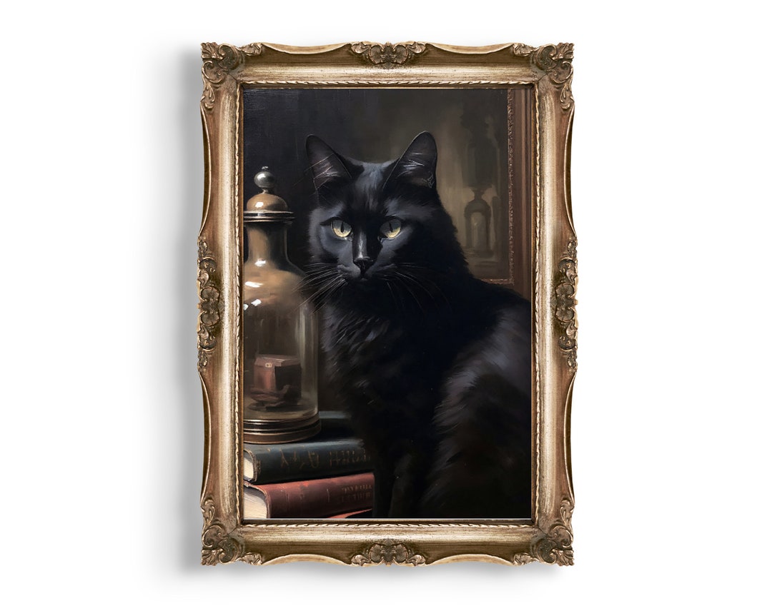 Black Cat | Witchy Room Decor, Dark Academia Prints, Bookish Wall Art ...