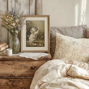 Cat & Butterfly | Cottagecore Prints, Spring Home Decor, Vintage ...