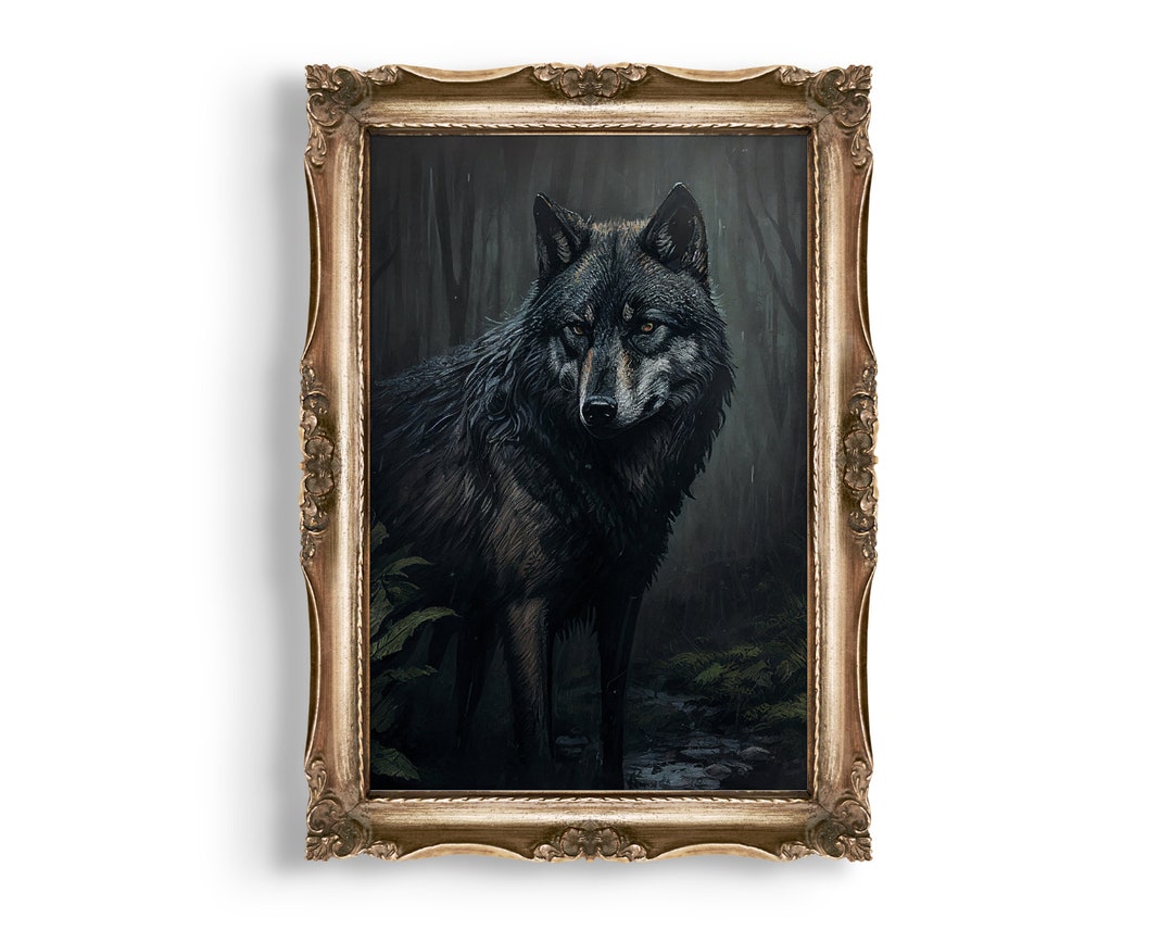 Gray Wolf | Woodland Room Decor, Dark Cottagecore Prints, Animal Wall ...