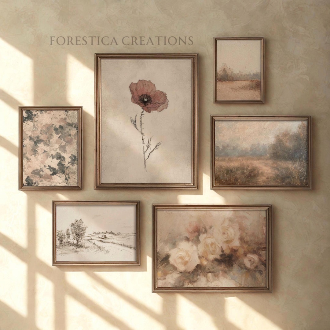 Set of 6 Neutral Prints | Farmhouse Art Prints, Rustic Home Decor ...