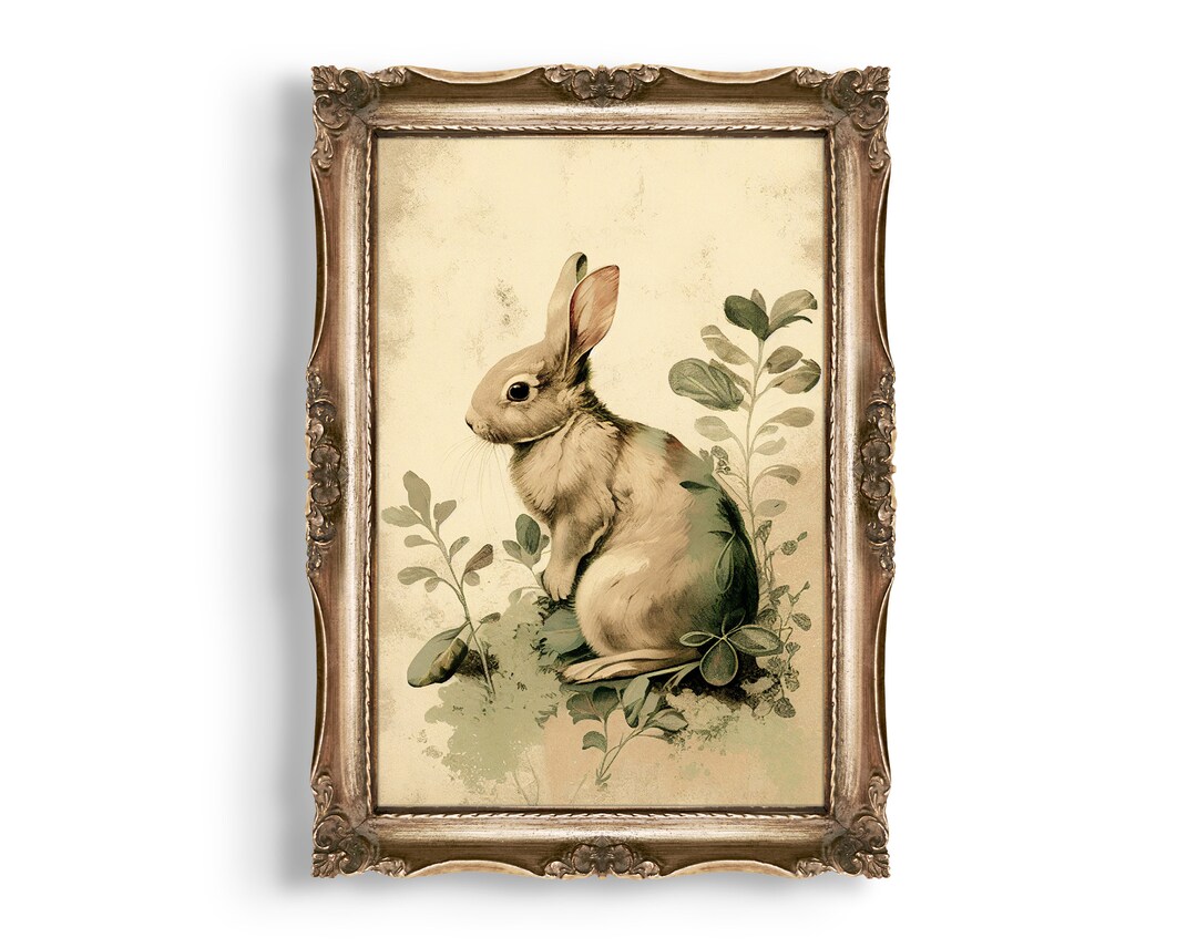 Rabbit Cottagecore Room Decor, Vintage Easter Prints, Animal Wall Art ...