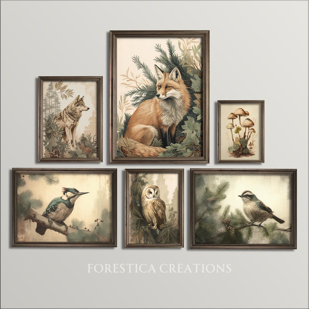 Set of 6 Nature Prints | Forest Gallery Wall Set, Cottagecore Wall Art ...