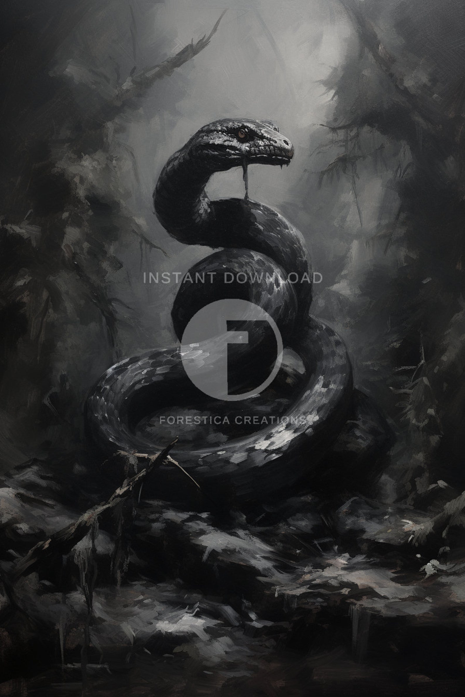 Black Snake | Dark Cottagecore Wall Art, Goth Decor, Gothic Home Decor ...