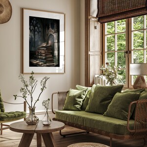 Abandoned Gothic Library Goth Vintage Books Wall Art, Bookish Oil ...