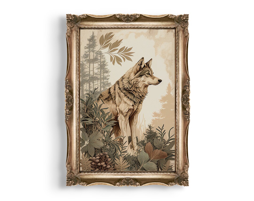 Wolf | Boho Cottagecore Prints, Forest Room Decor, Nature Aesthetic ...