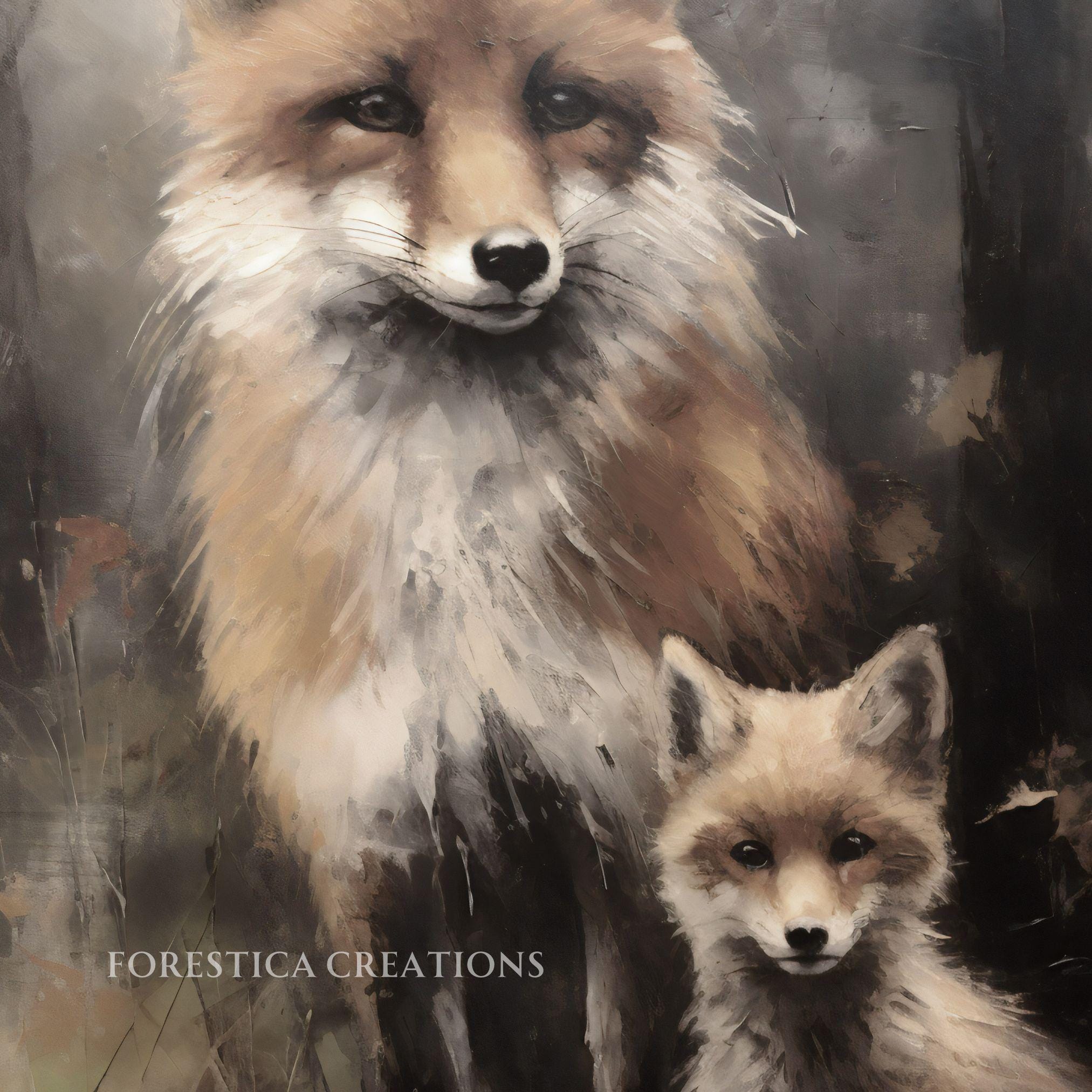Mama Fox Print | Vintage Oil Painting Aesthetic (digital Download) - Etsy