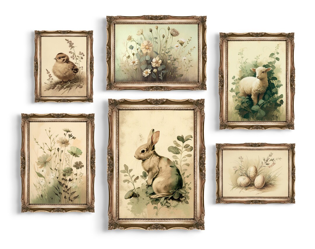 Set of 6 Vintage Easter Prints Spring Gallery Wall Set - Etsy