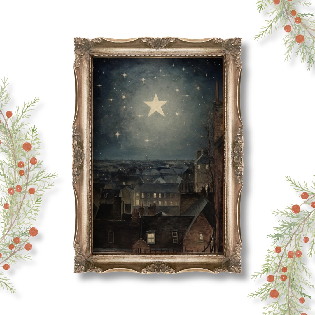 Christmas Star Night Sky Print Winter Room Decor Dark - Etsy