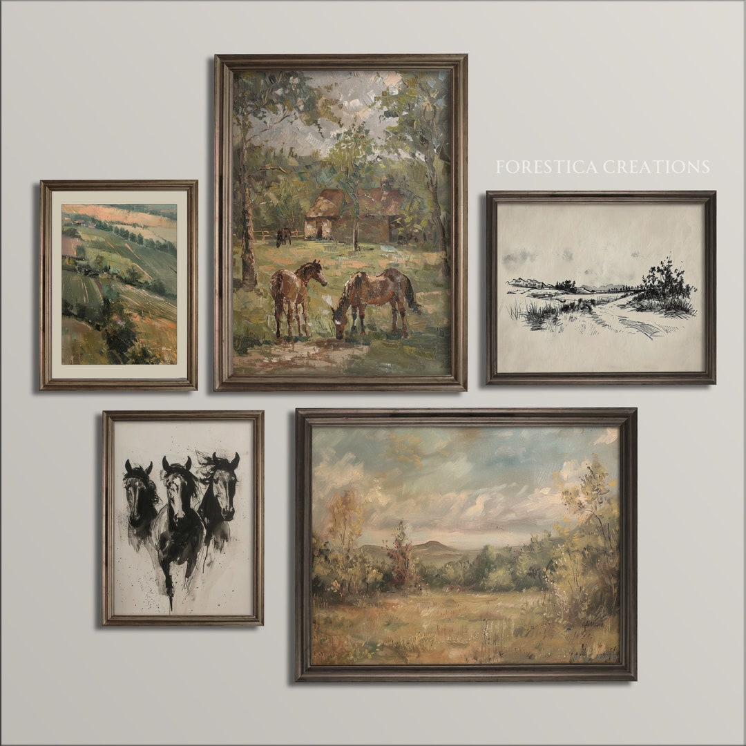 Set of 5 Countryside Prints | Farmhouse Decor, Spring Gallery Wall Set ...