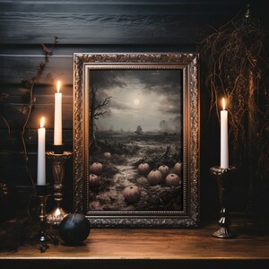 Halloween Night | Dark Moody Landscape, Fall Decor, Creepy Wall Art ...