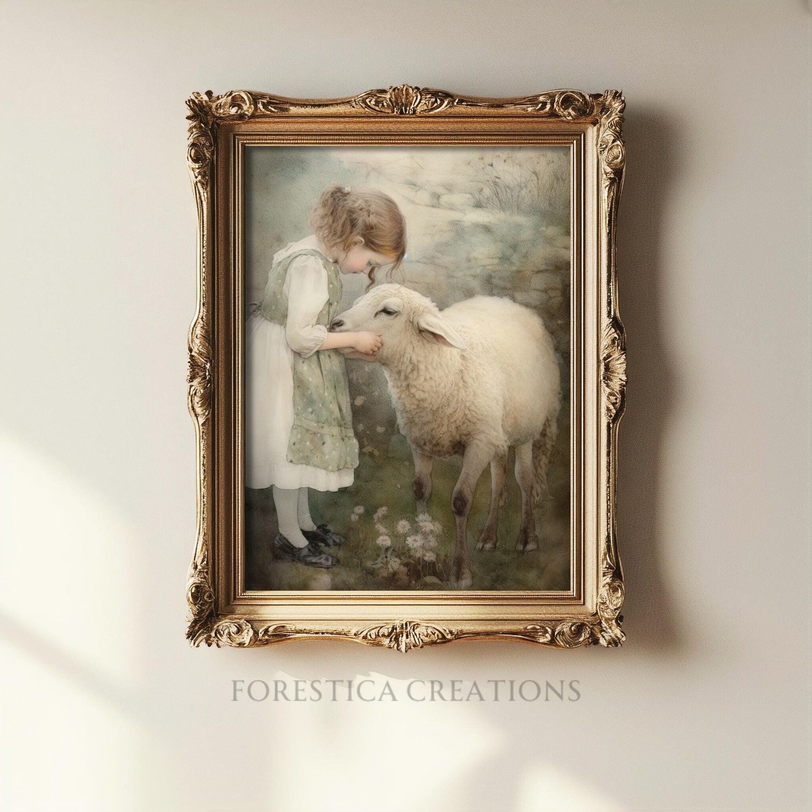 Little Shepherdess | Cottagecore Wall Art, Moody Farmhouse Art, Vintage ...