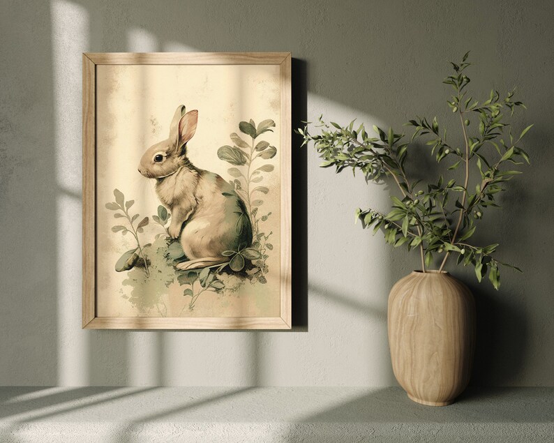 Rabbit Cottagecore Room Decor Vintage Easter Prints Animal - Etsy