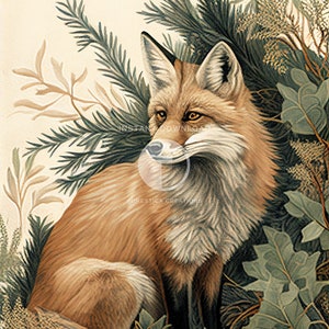 Fox | Boho Cottagecore Prints, Animal Wall Art, Bohemian Vintage ...