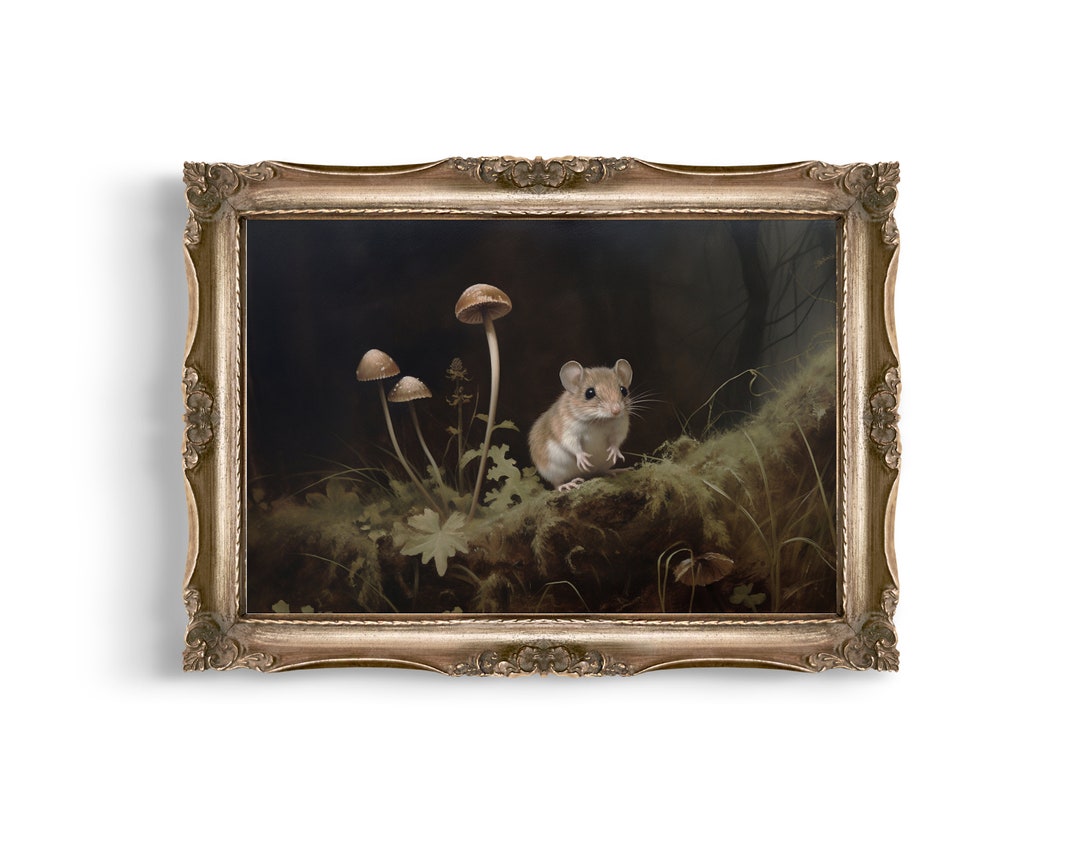 Mouse & Mushrooms | Cottagecore Wall Art, Forest Decor, Moody Wall Art ...