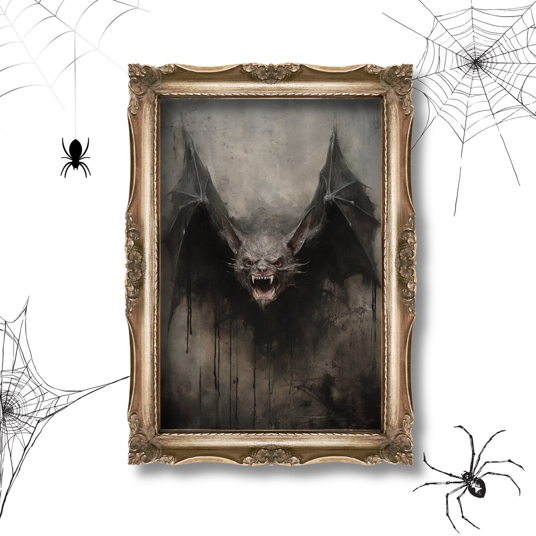 Monster Bat Halloween Prints, Goth Cottagecore, Gothic Wall Art, Dark ...