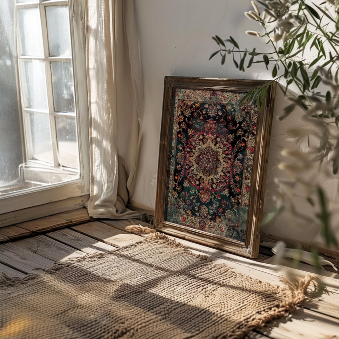 Antique Rug Pattern | Persian Carpet Aesthetic, Textile Wall Art, Moody ...
