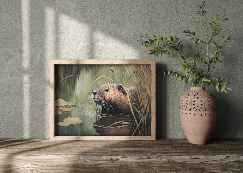 Beaver Cottagecore Decor Goblincore Wall Art Moody Animal - Etsy