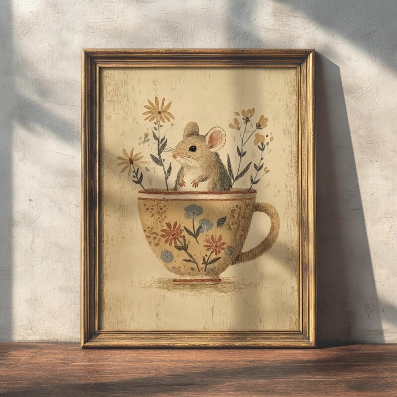 Mid Century Tea Cup Print - Etsy