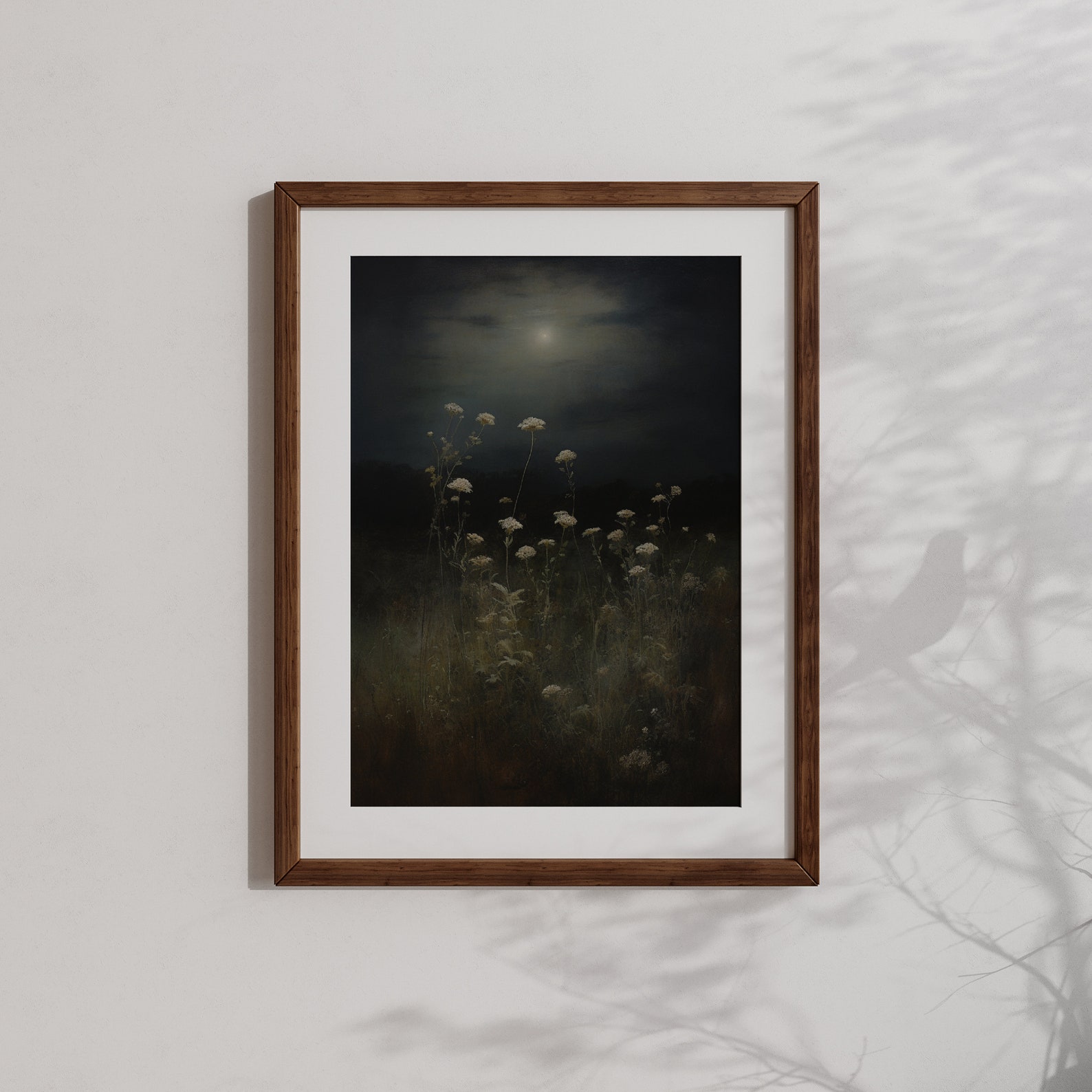 Night Meadow | Dark Academia Decor, Dark Cottagecore Print, Botanical ...